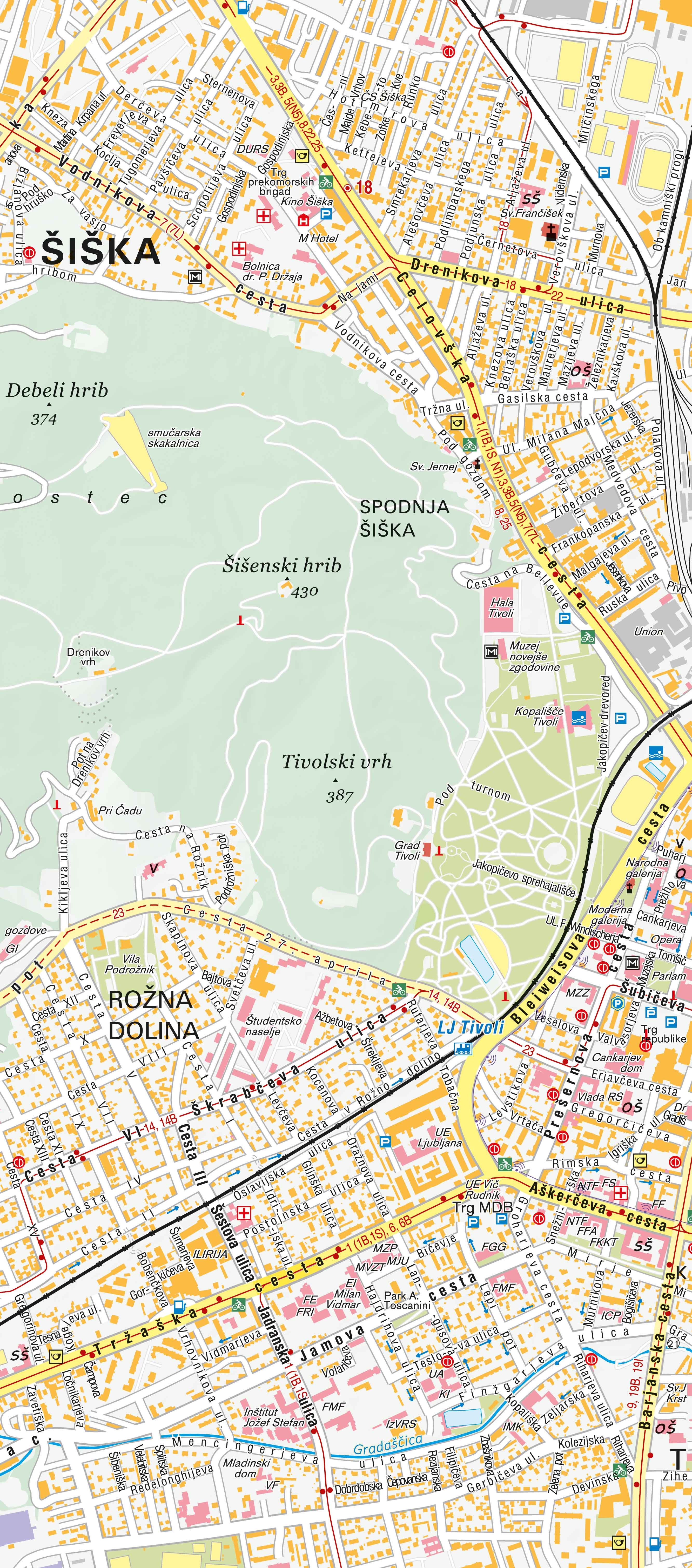 PZS | Planinska trgovina | Mestna karta Ljubljana - 1 : 15:000